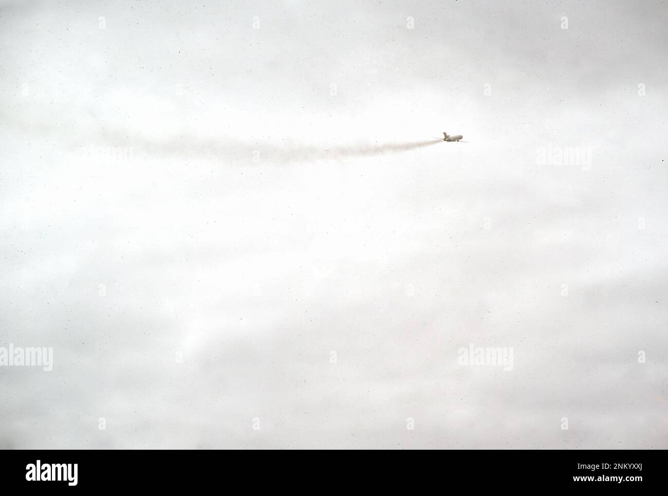 1970s United States: California - A commercial jet in the sky after ...