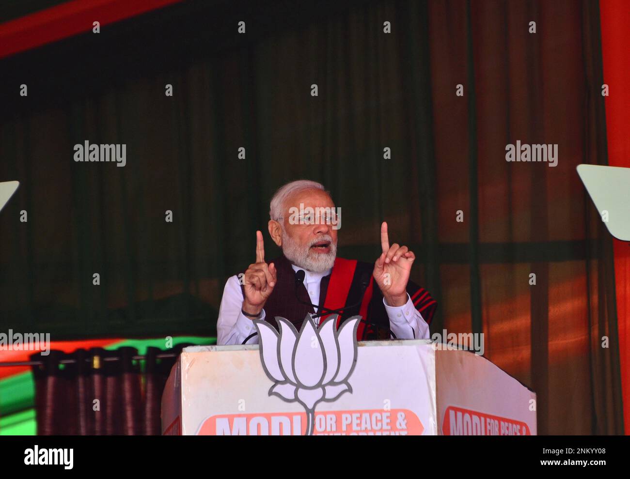 Chumukedima, India. 24th Feb, 2023. Indian Prime Minister Narendra Modi ...