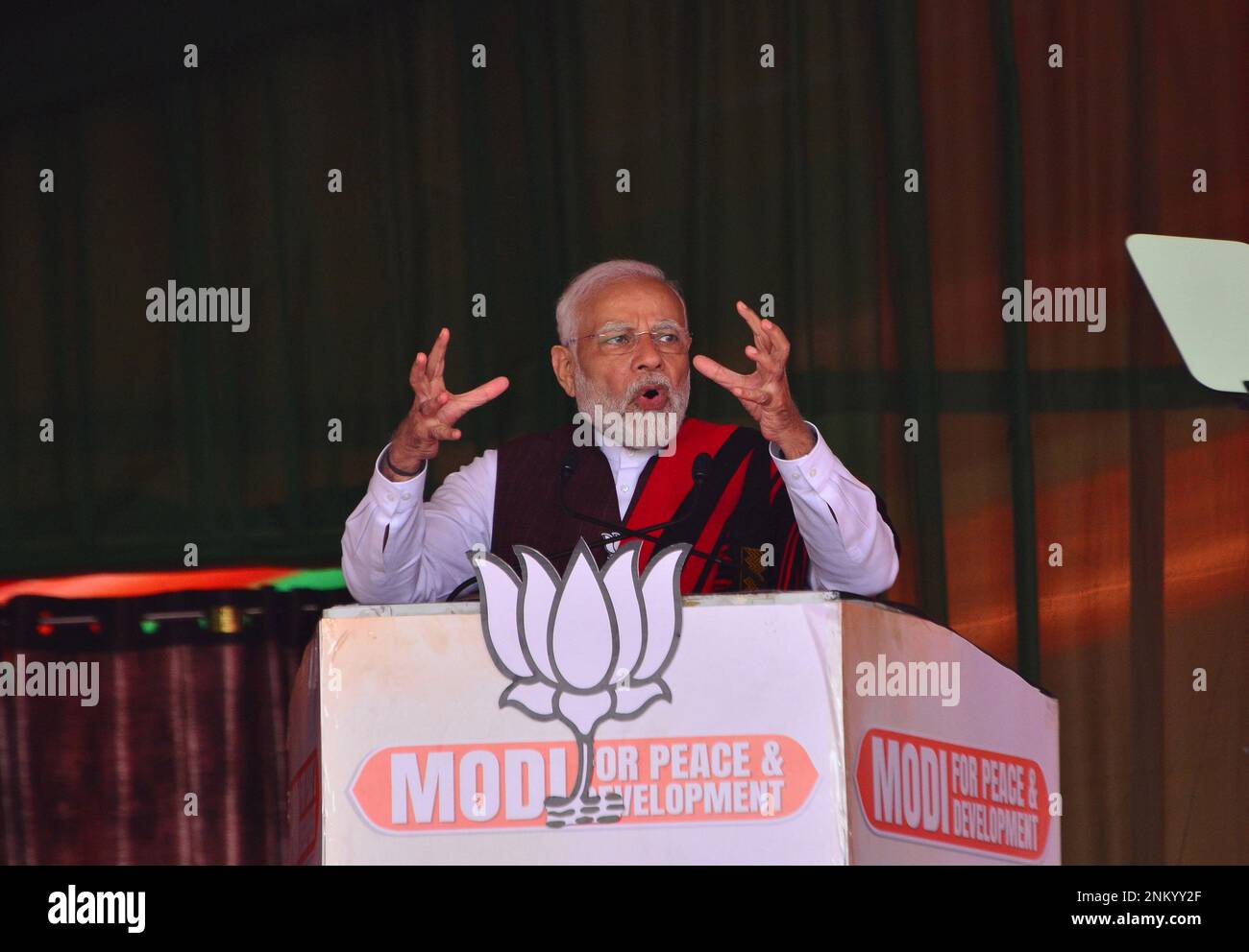 Chumukedima, India. 24th Feb, 2023. Indian Prime Minister Narendra Modi ...