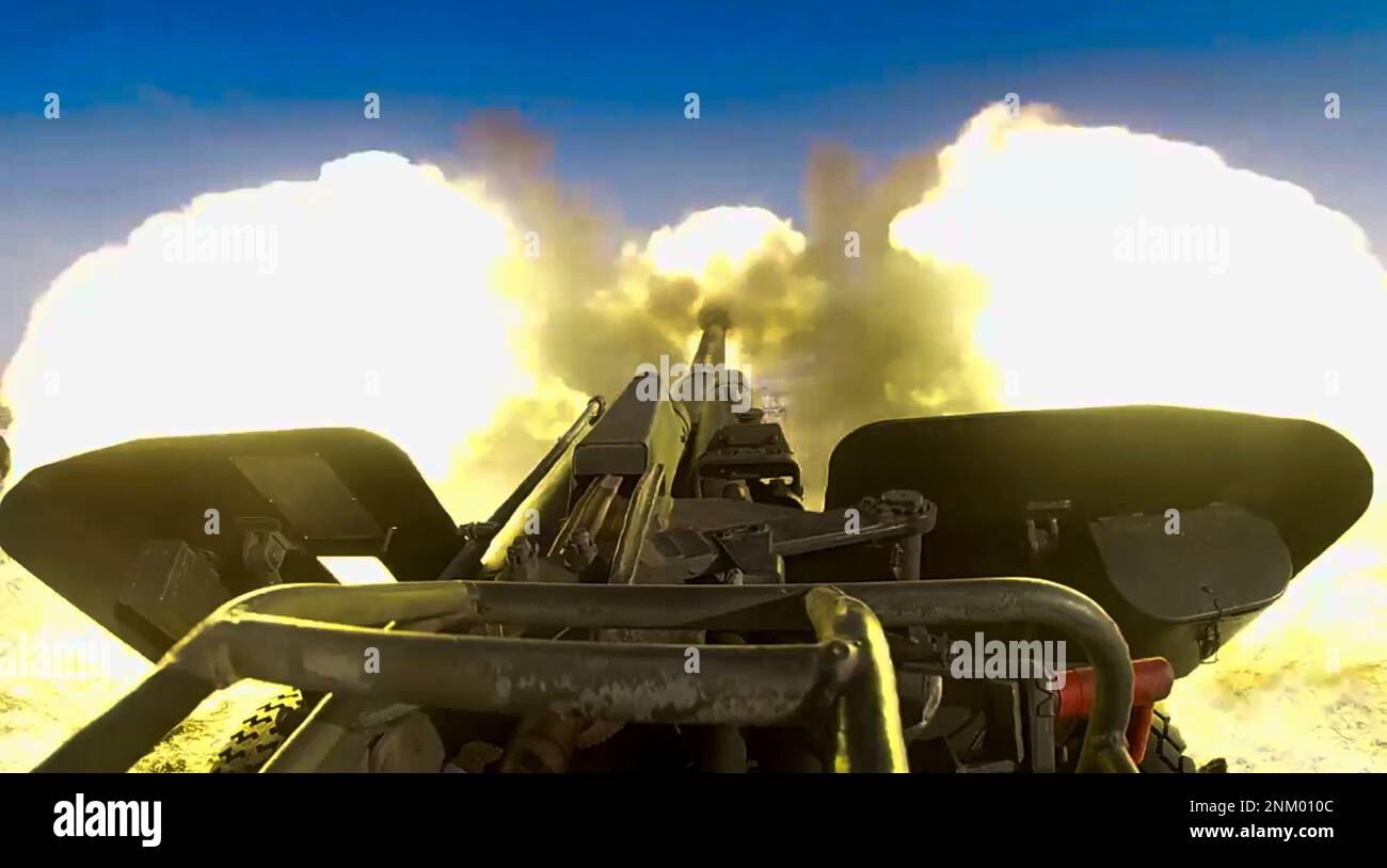In this photo taken from video provided by the Russian Defense Ministry ...