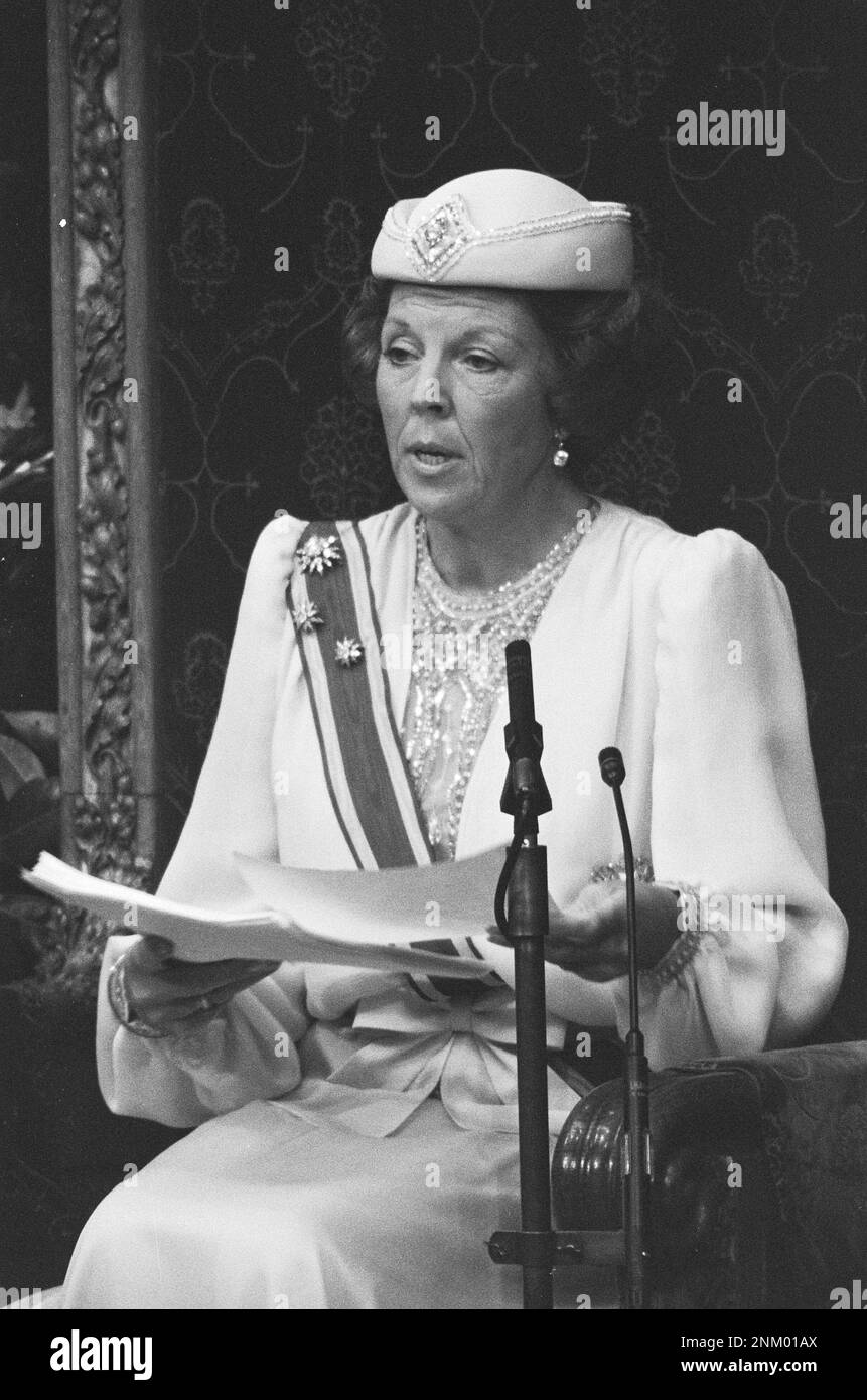 Prince's Day 1985, Queen Beatrix during the reading of the speech from ...