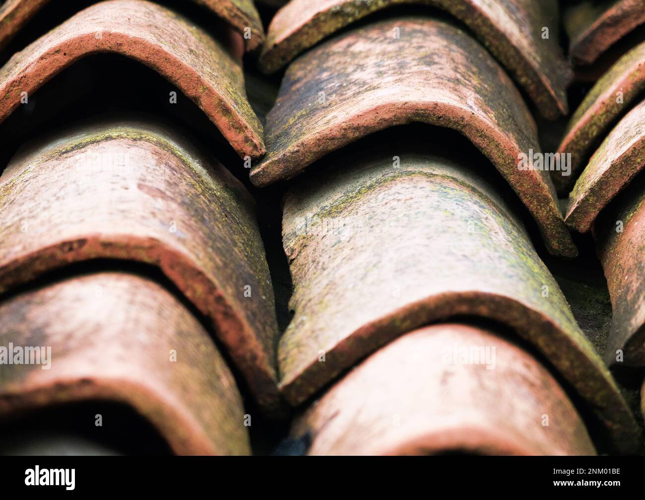 Homebuilding. Roofing materials. Ancient Tatar tiles on the roof of a ...