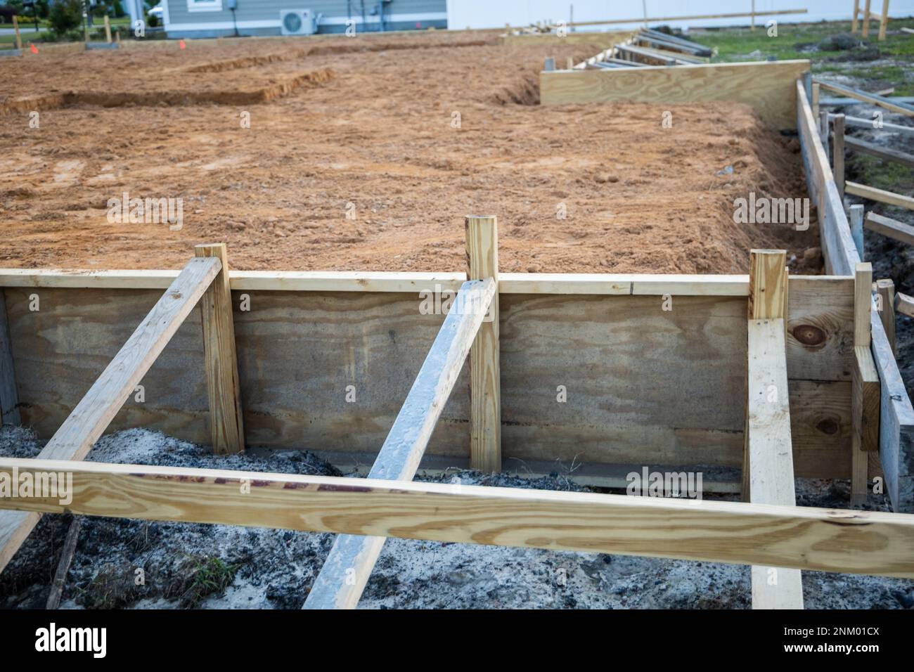 The beginning of a new construction build in a neighborhood with the ...