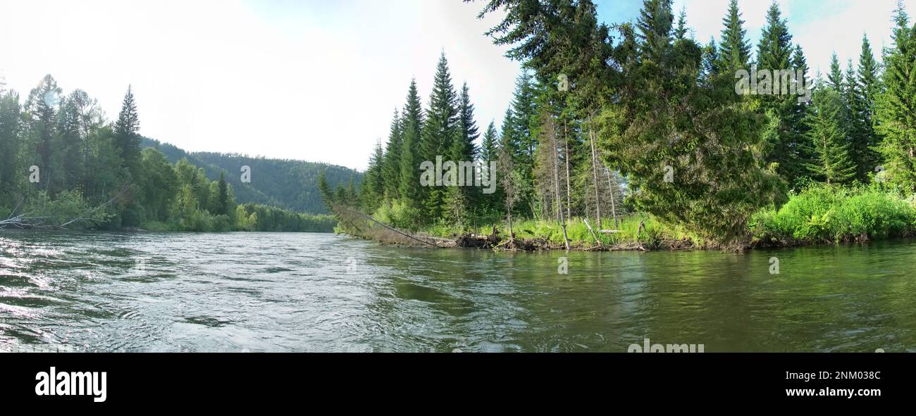 Geography, potamology. Middle Siberia (south part). Panorama of ...