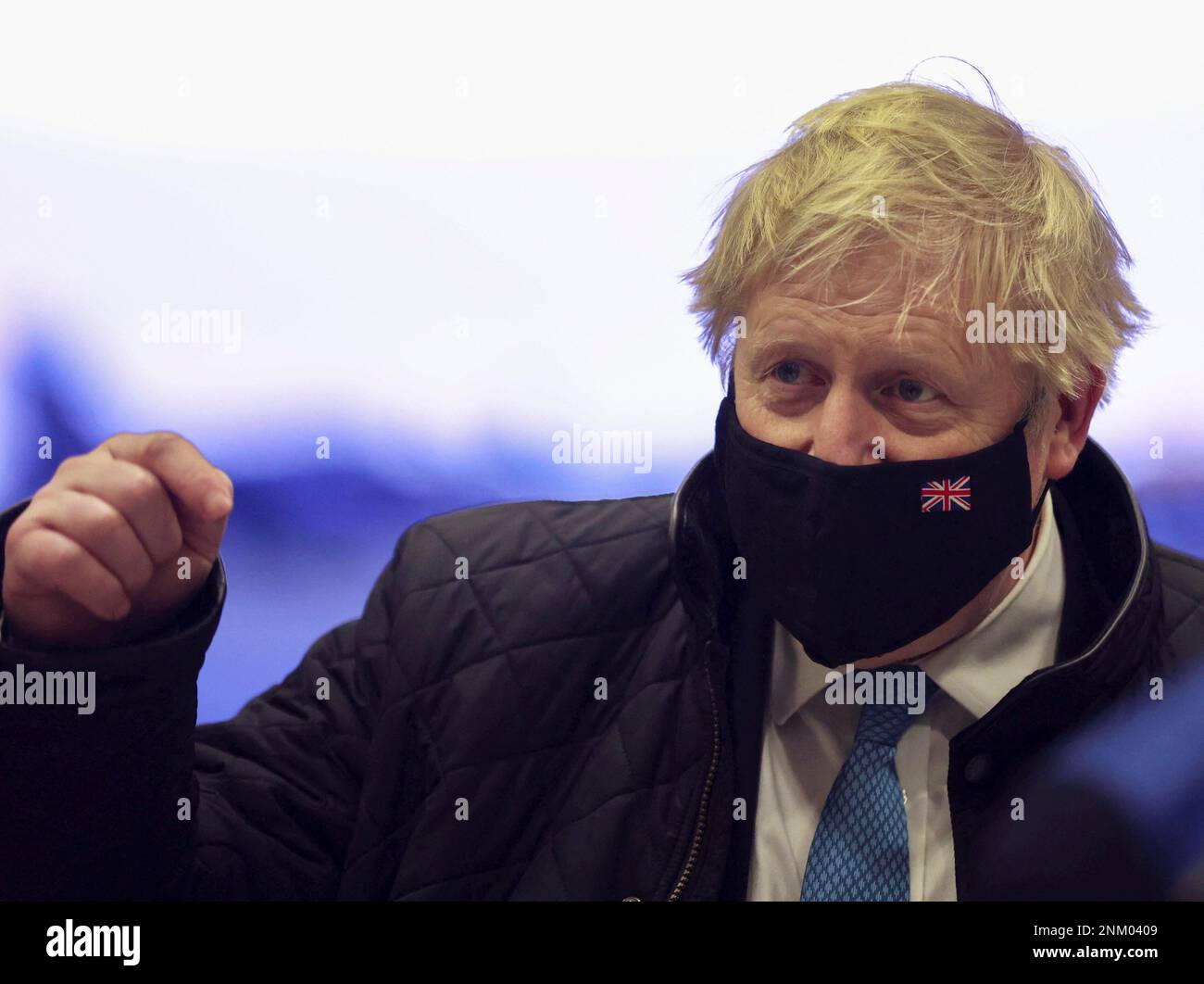 Britain's Prime Minister Boris Johnson looks on, during a visit to RAF ...