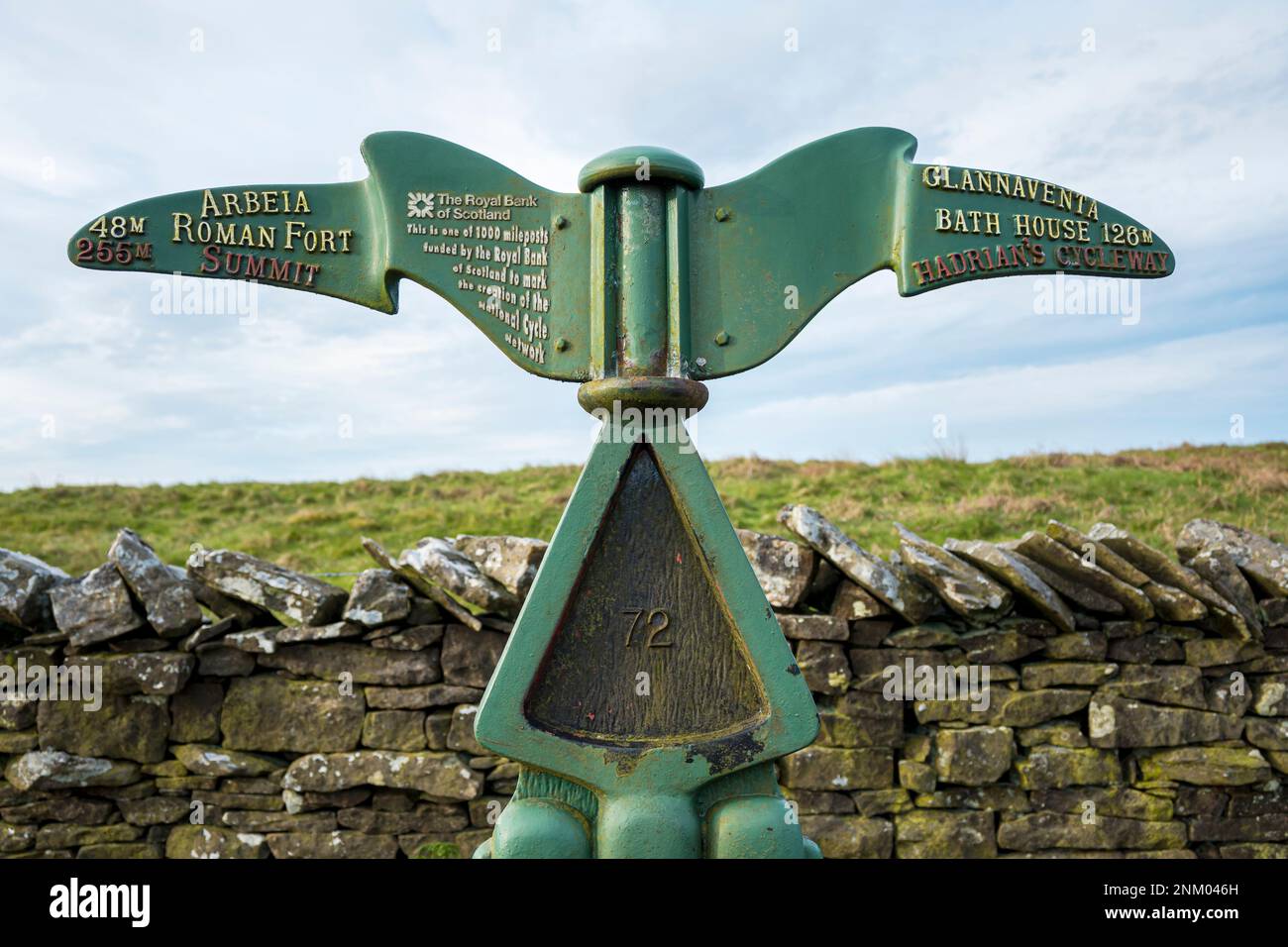 Hadrian's Cycleway signpost on the Stanegate near East Crindledykes ...