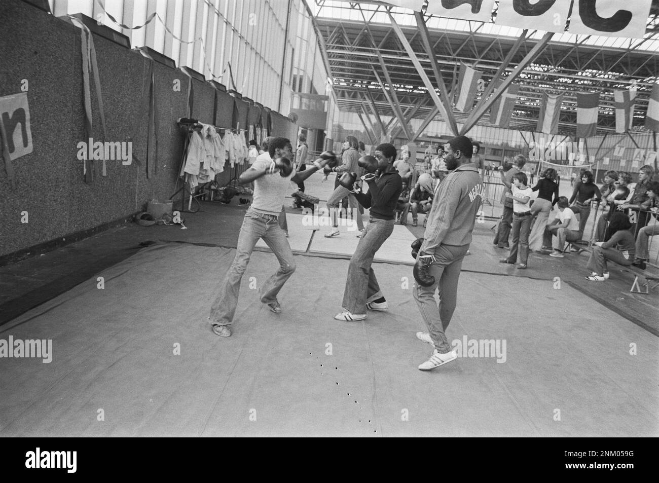 Activities for youth in Amsterdam at the RAI complex, boxing. Two youth ...