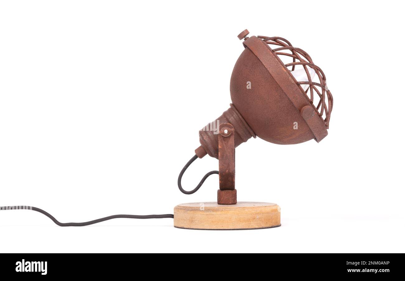 Vintage rusted floor lamp, isolated on white background Stock Photo - Alamy