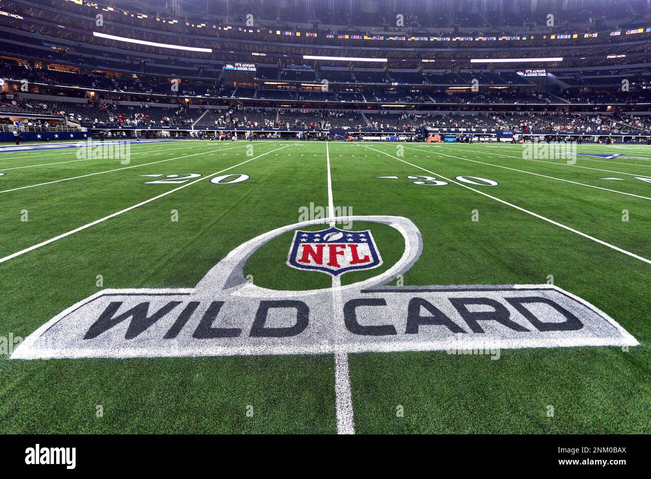 ARLINGTON, TX - JANUARY 16: A detail view of the NFL Wild Card logo ...