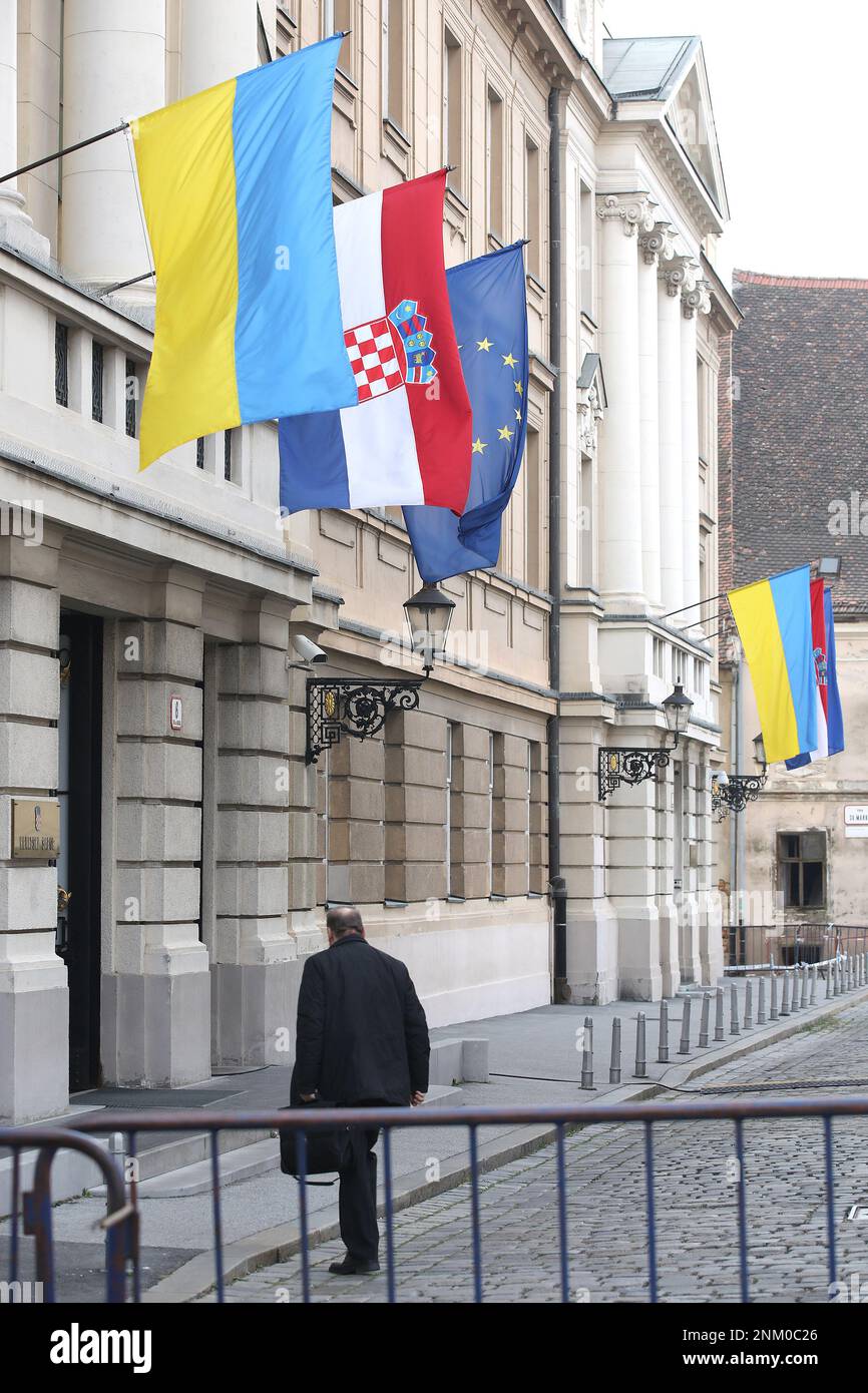 Zagreb, Croatia, on February 24, 2023, On the first anniversary of the ...
