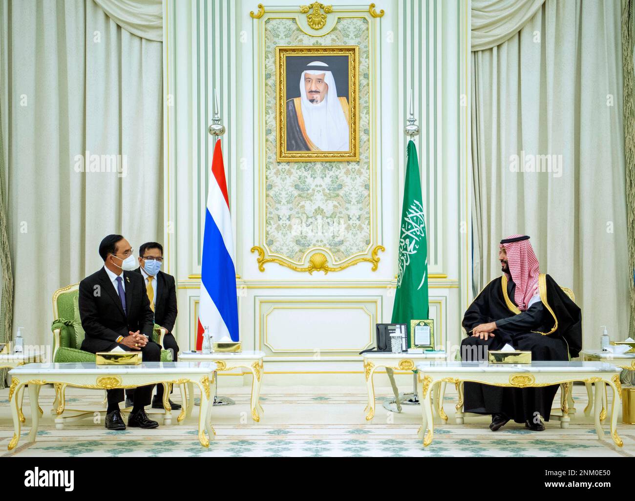In this photo released by the Saudi Royal Palace, Saudi Crown Prince ...