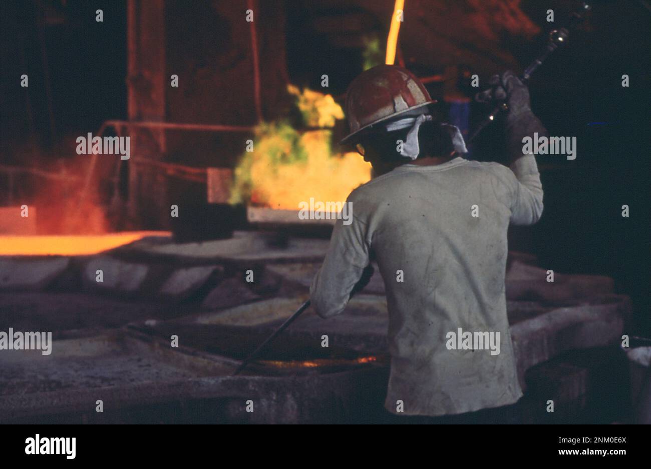 1970s America: Worker in refining operations at the Inspiration ...