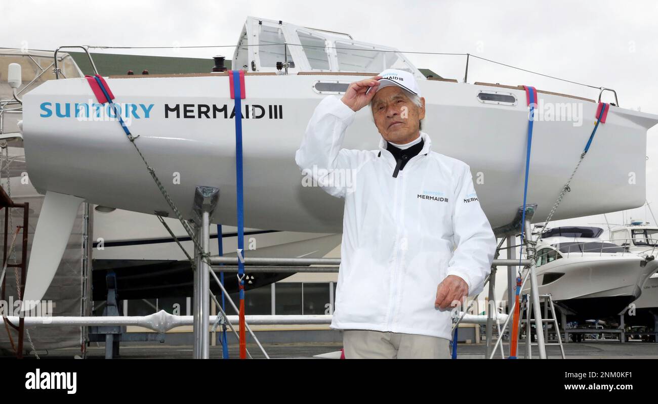 83-year-old ocean adventurer Kenichi Horie, who will try sail a yacht ...
