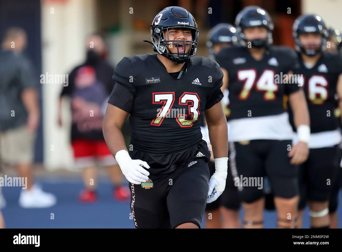 January 22, 2022 - Team Mauka center George Maile #73 (Bingham HS ...