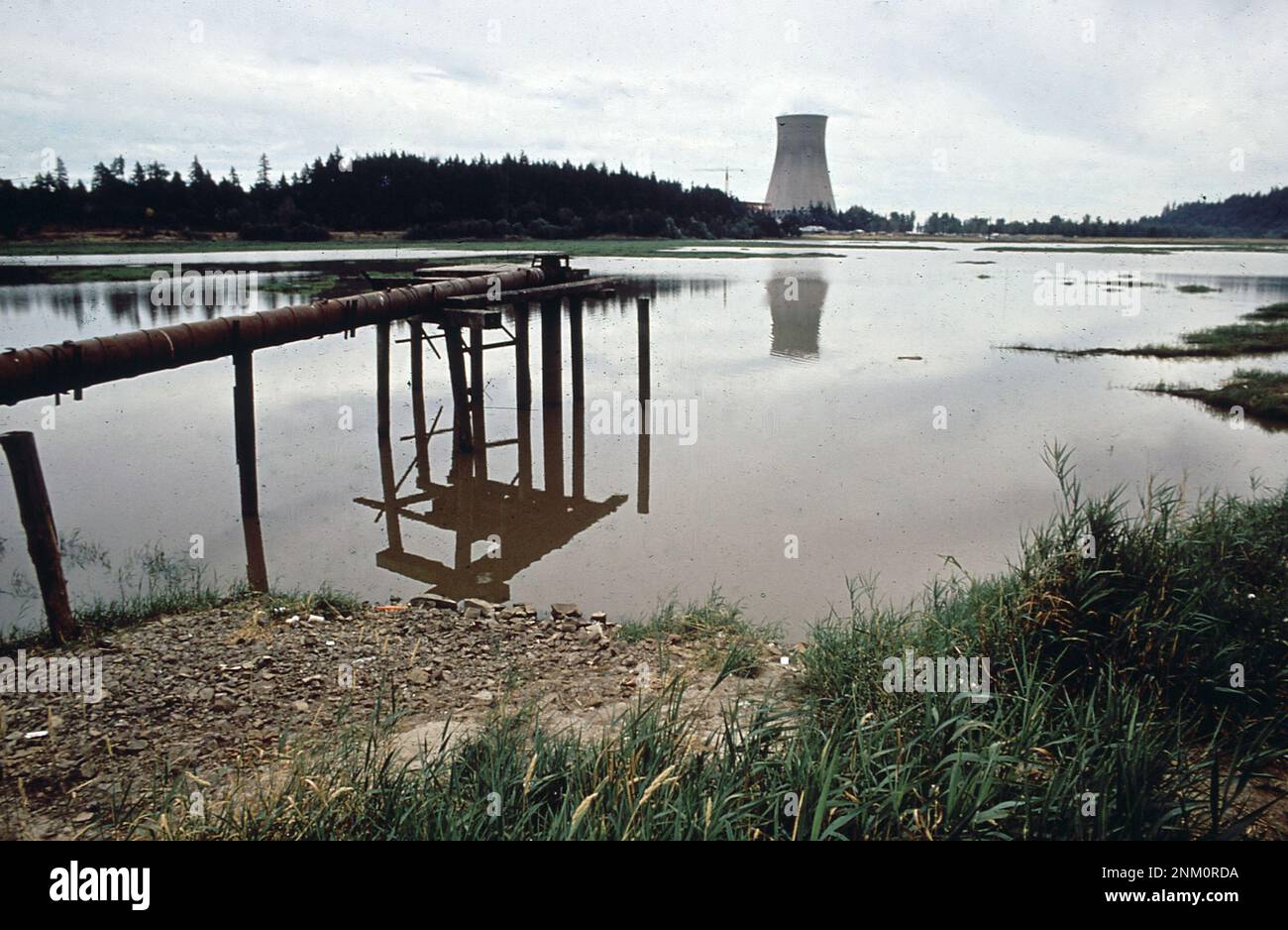 1970s United States: Cooling tower at the Trojan Nuclear Plant on the ...