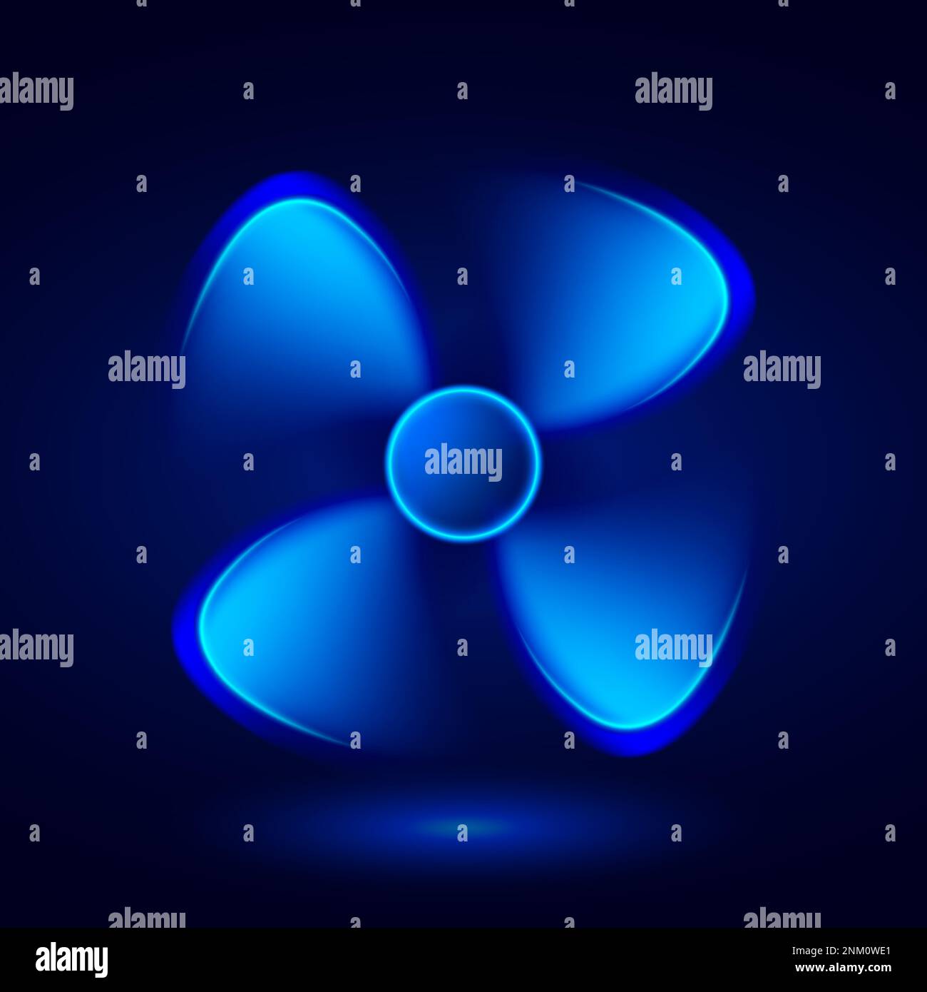 Air ventilator icon. Blue 3D propeller on a black background Stock ...