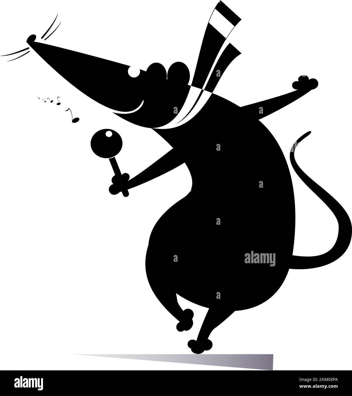 Singer rat or mouse isolated illustration. Funny rat or mouse holds a ...