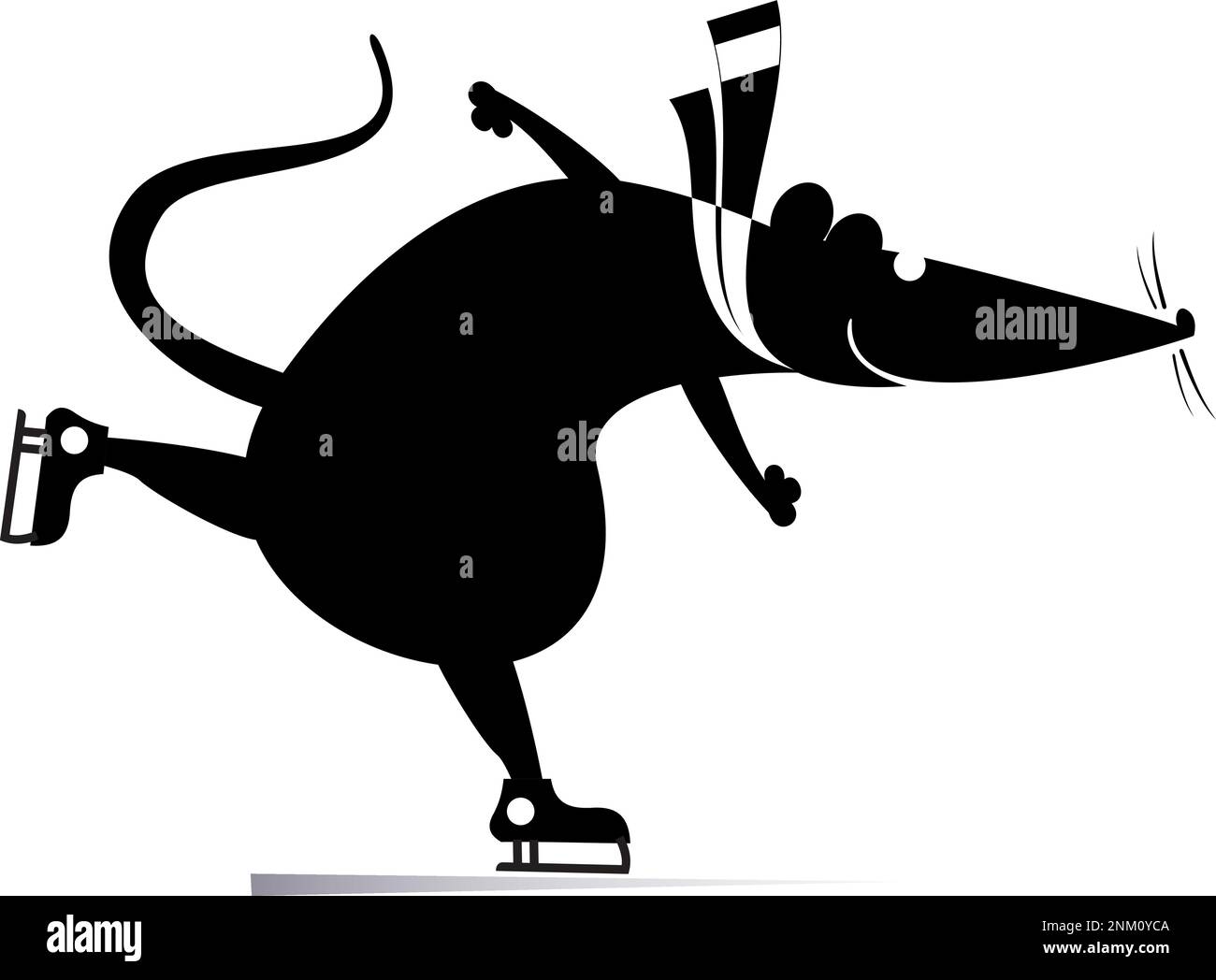Cartoon rat or mouse a skater illustration. Funny rat or mouse is ...