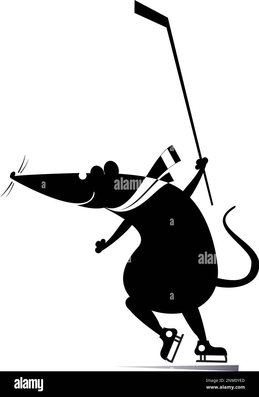 Cartoon rat or mouse an ice hockey player illustration. Cartoon rat or ...