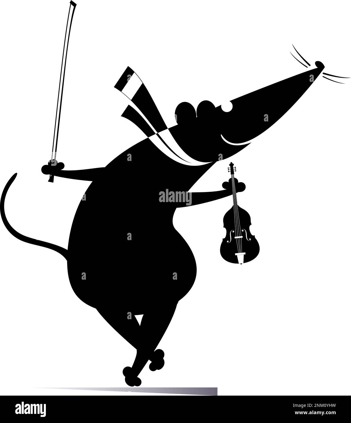Cartoon rat or mouse plays violin illustration. Comic rat or mouse ...