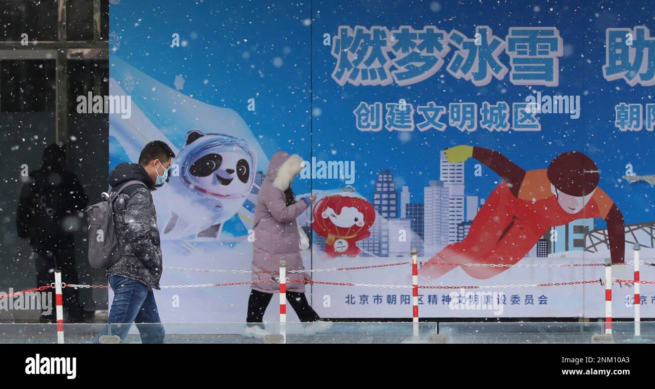 The Beijing Winter Olympic and Paralympic mascots are seen at a main ...