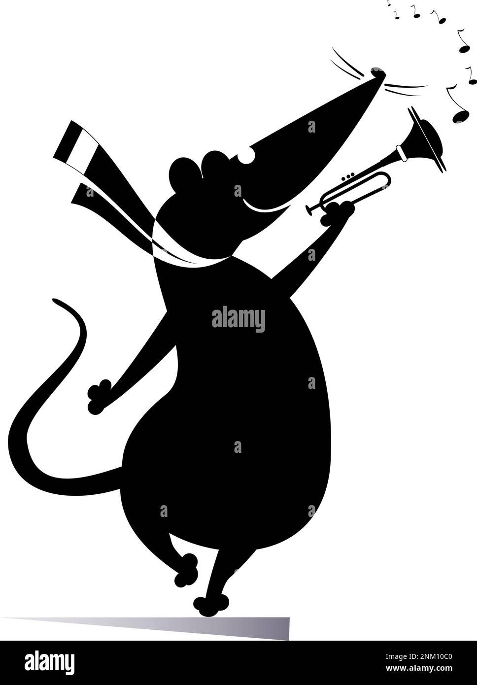 Cartoon rat or mouse a trumpeter is playing music illustration. Rat or ...