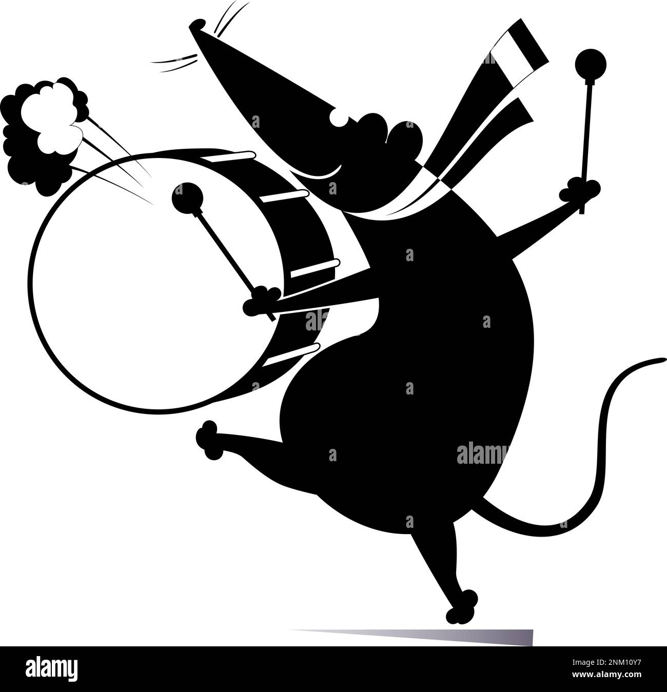 Funny rat or mouse a drummer isolated illustration. Cartoon rat or ...