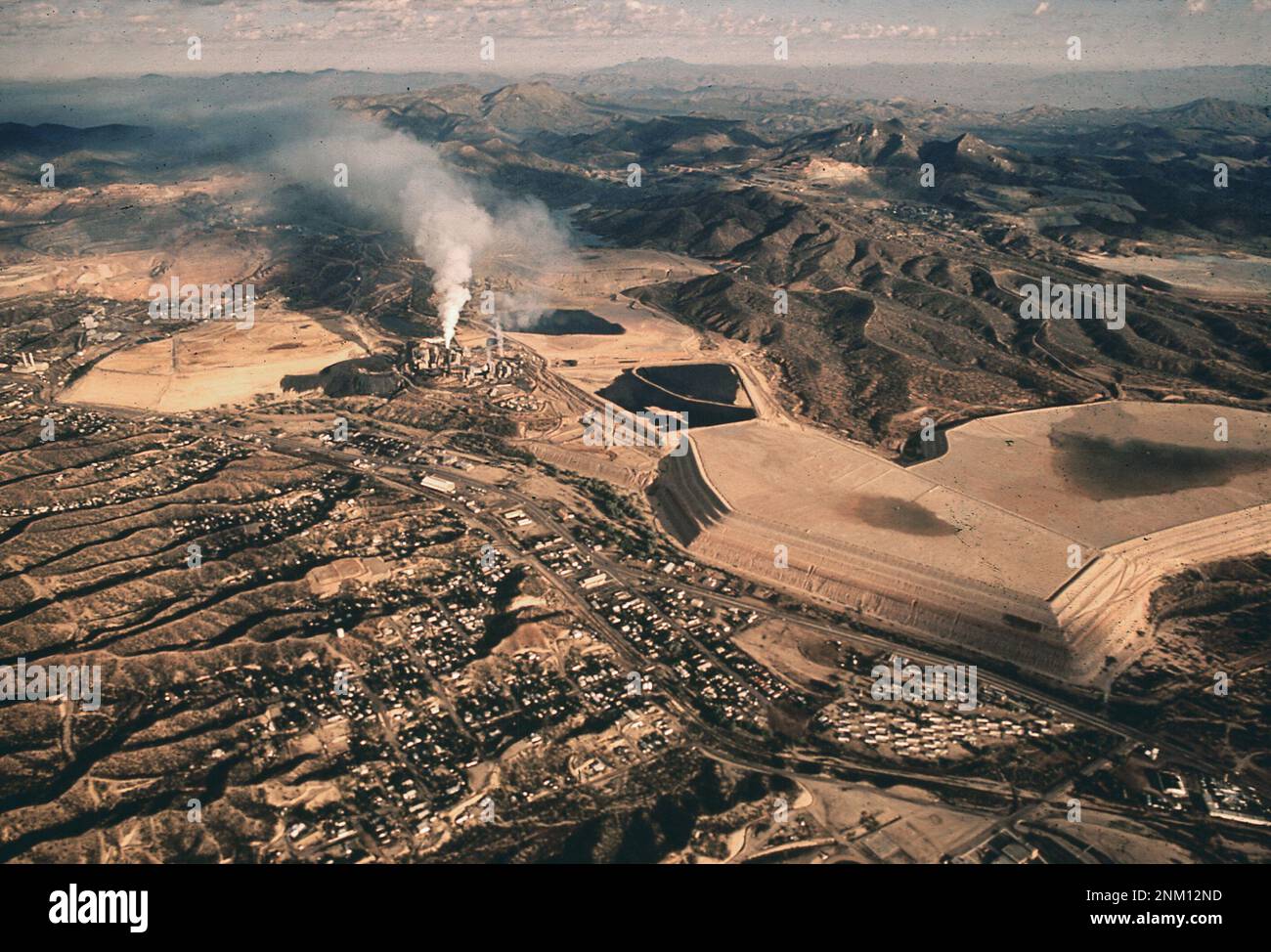 1970s America: Aerial view of Inspiration Consolidated Copper co's ...