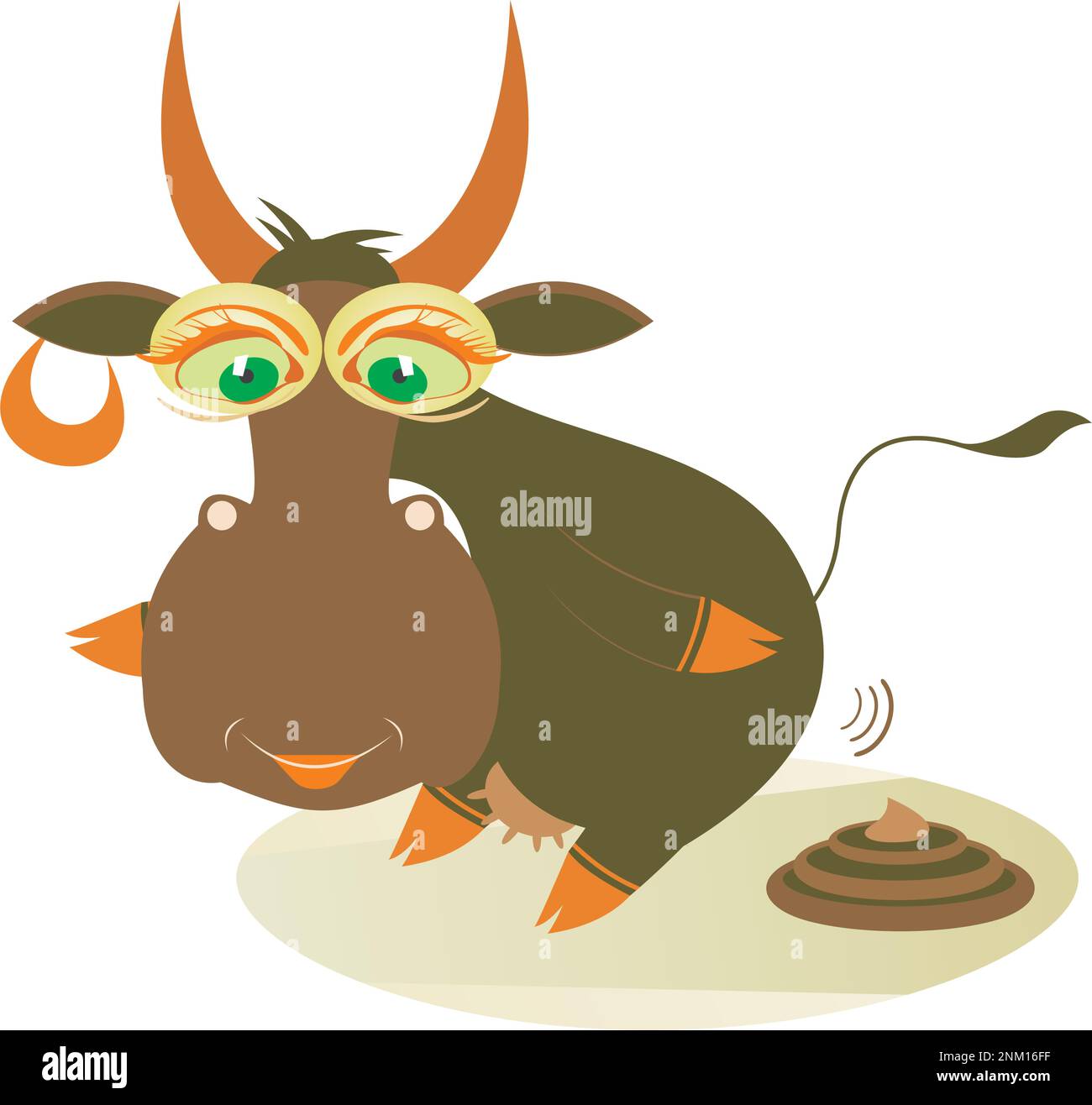Organic manure. Smiling cow and a knot of manure Stock Vector Image ...