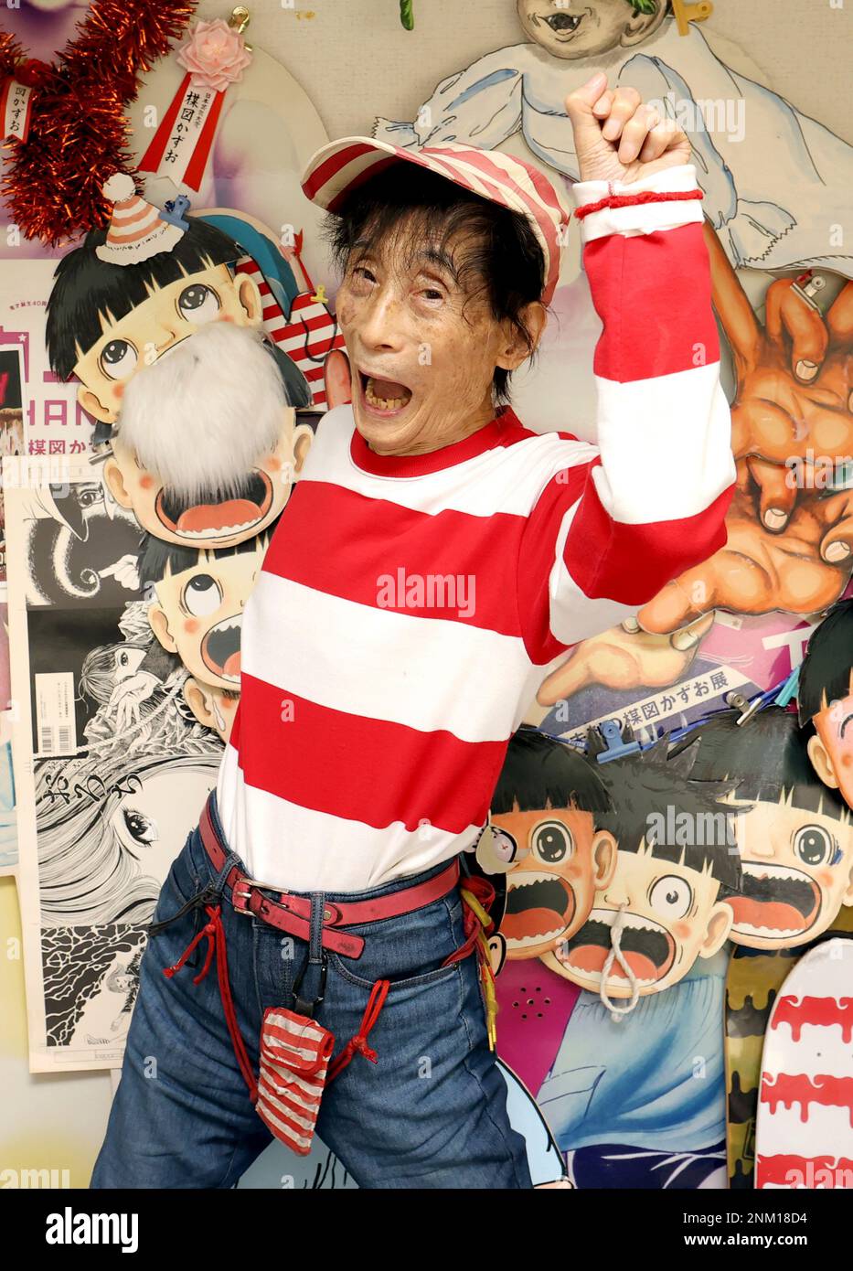 Kazuo Umezu, an author of Japanese horror and other manga comics, poses ...