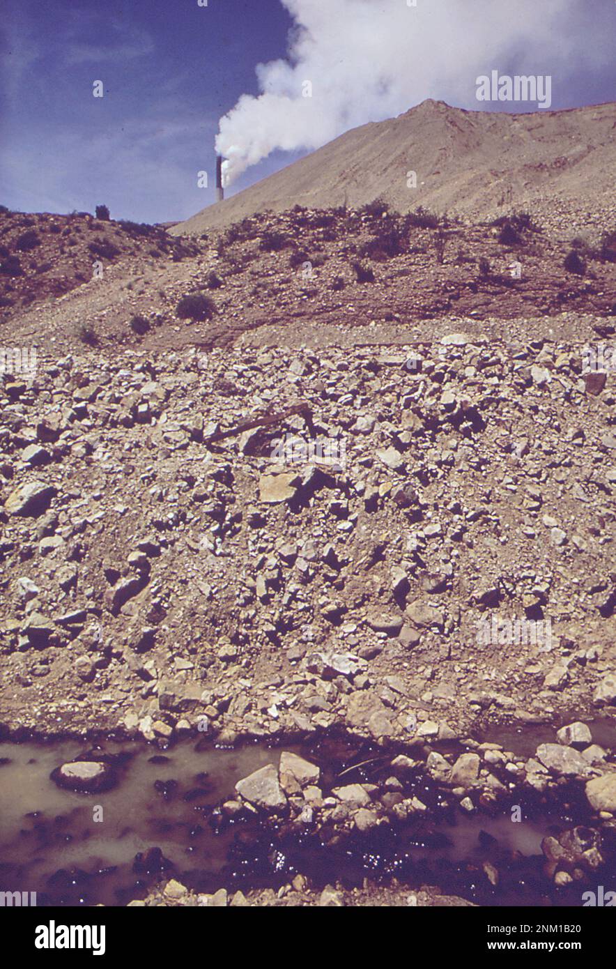 1970s America: Phelps Dodge Corp. Waste rock dump and smelter has ...