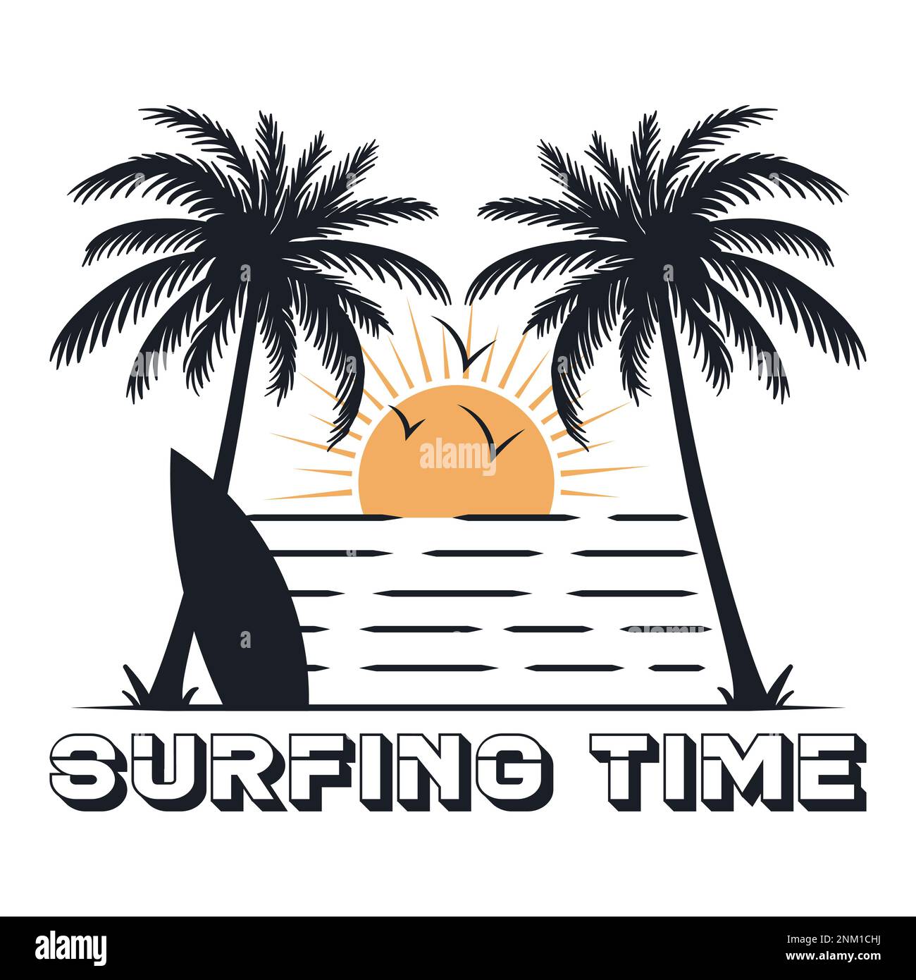 Surfing time on the beach. Editable, resizable, EPS 10, vector ...