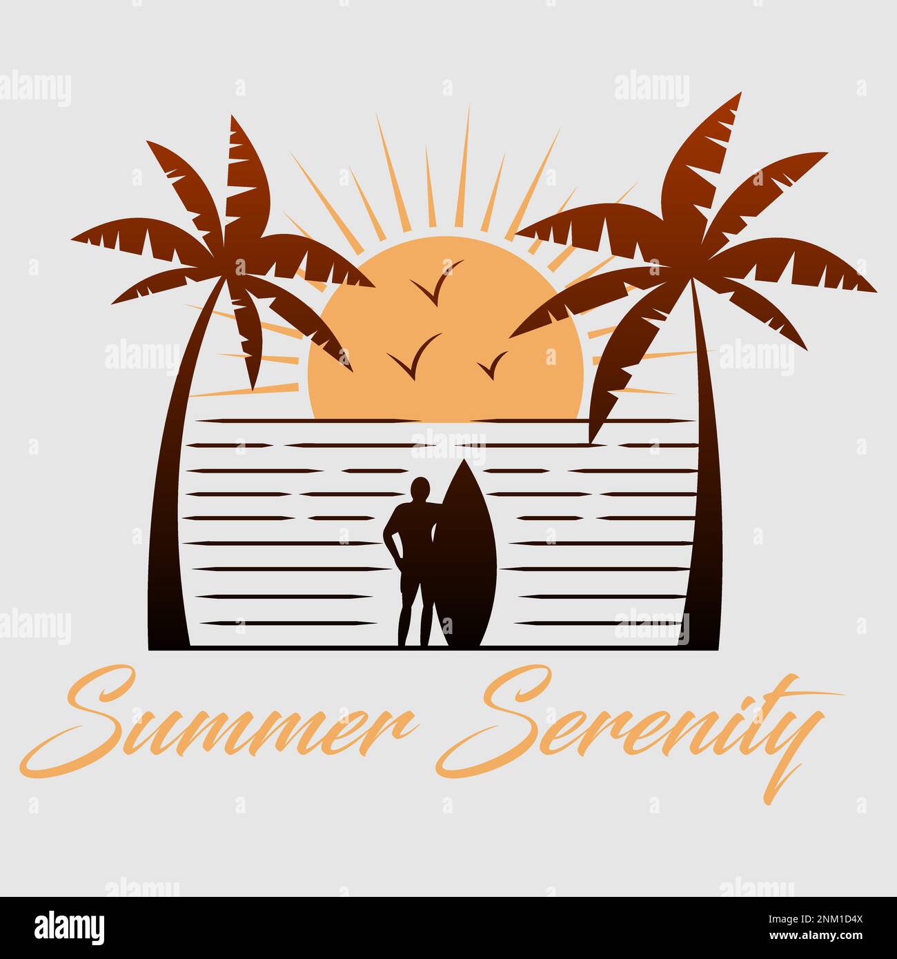 Summer serenity. Summer theme illustration. Editable, vector ...