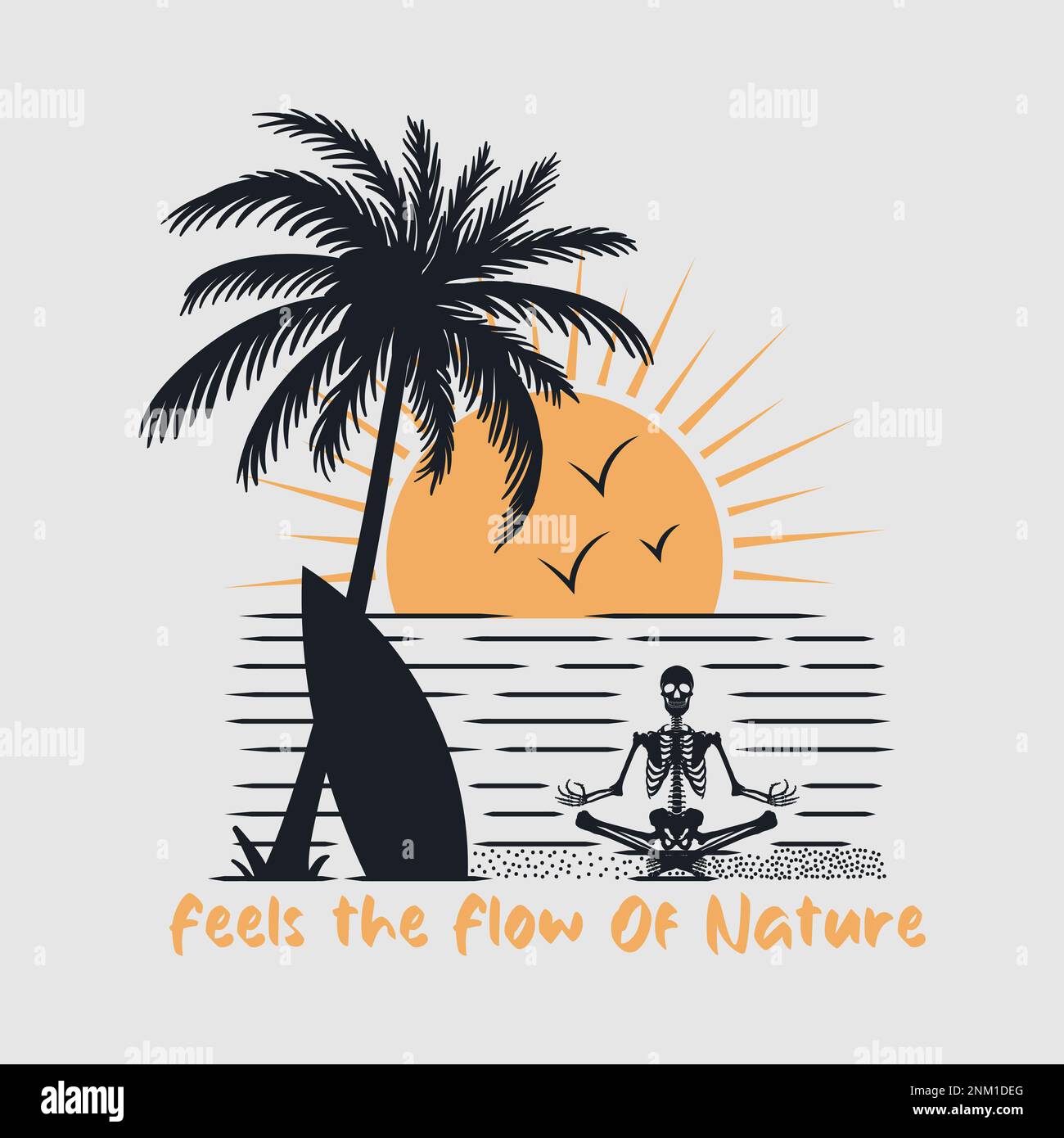 Feels the flow of nature. Summer theme design illustration. Editable ...