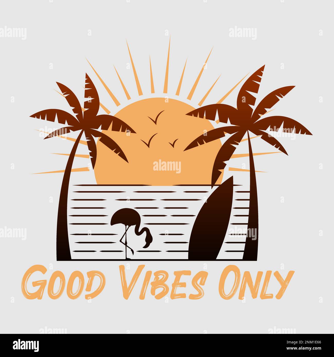 Good Vibes Only. Summer theme illustration. Editable, vector ...