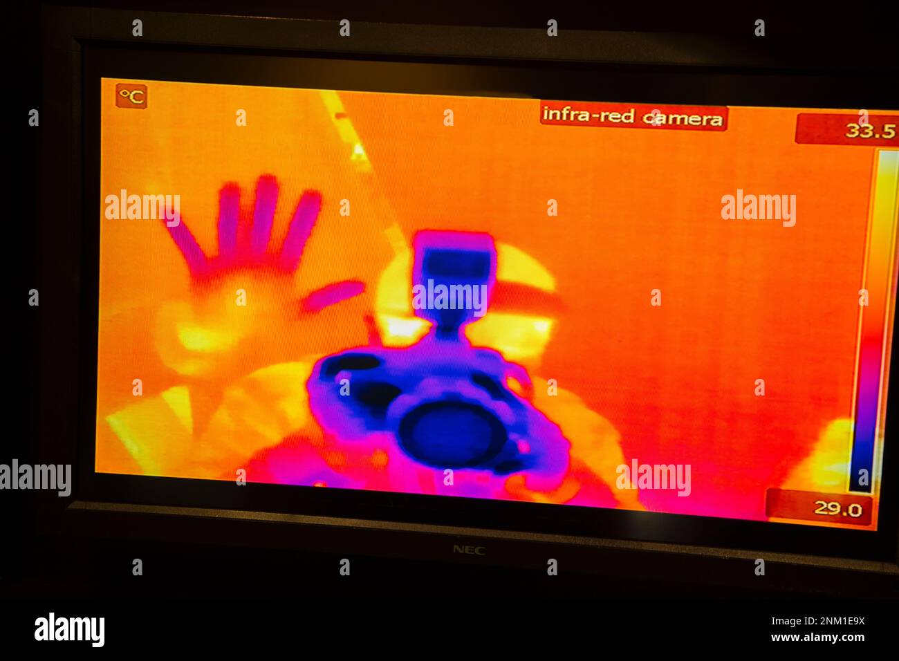 Infrared image picture taken by an infra red thermal imaging video ...