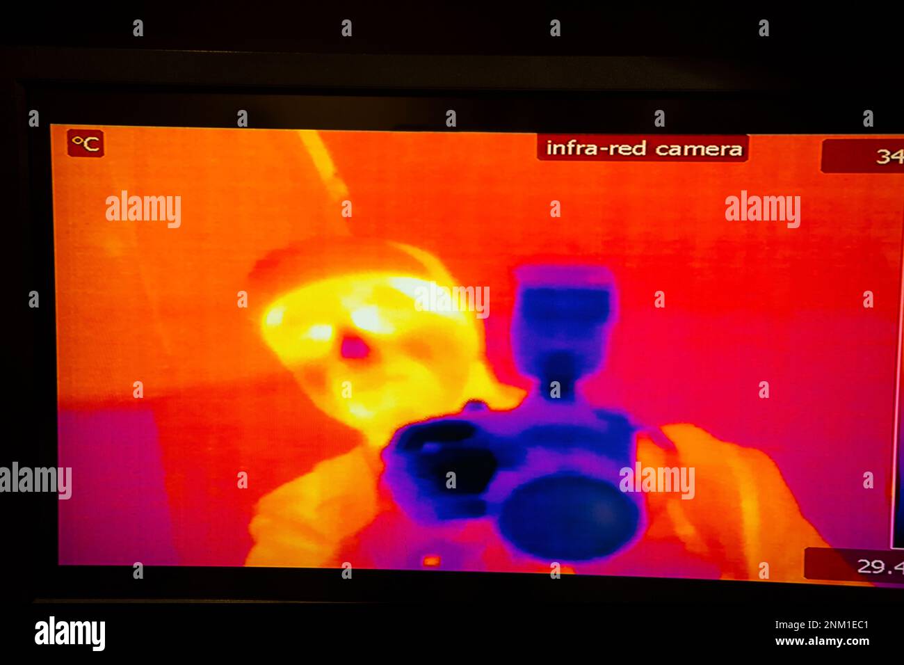 Infrared image picture taken by an infra red thermal imaging video ...