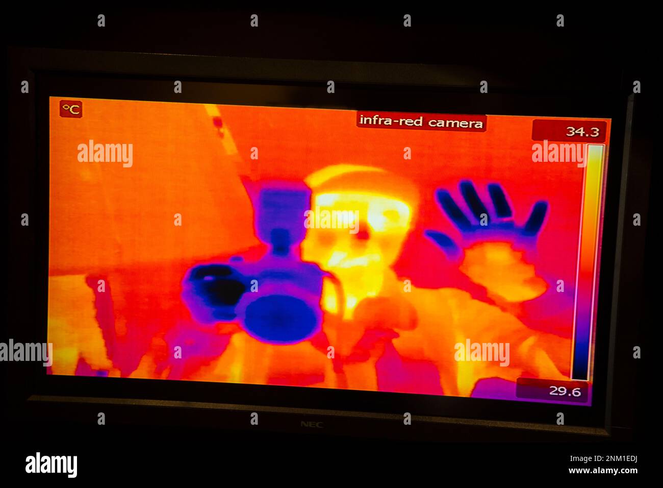 Infrared image picture taken by an infra red thermal imaging video ...
