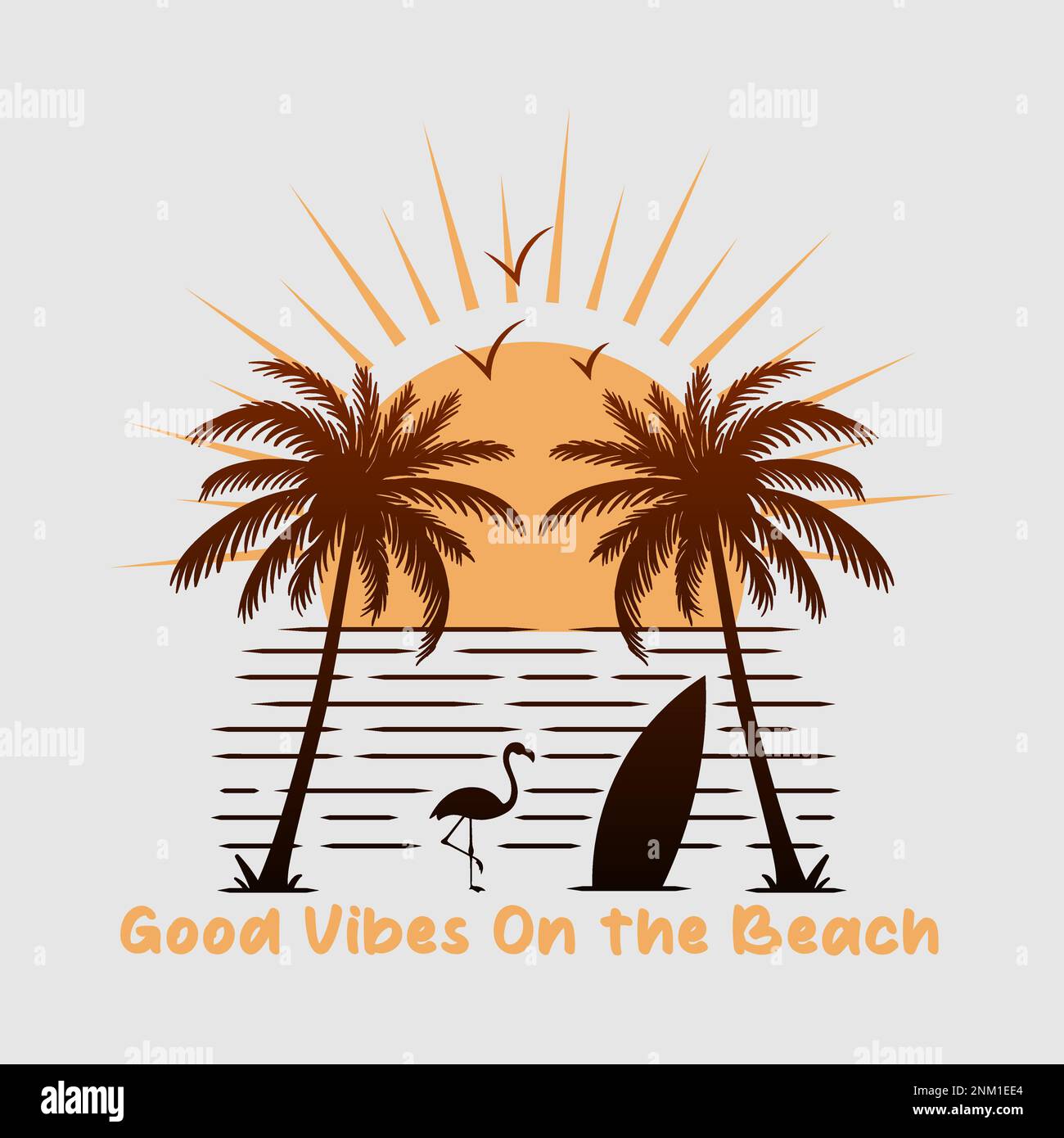 Good vibes on the beach. Summer theme illustration. Editable, vector ...