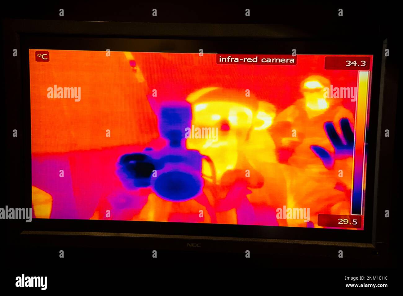 Infrared image picture taken by an infra red thermal imaging video ...