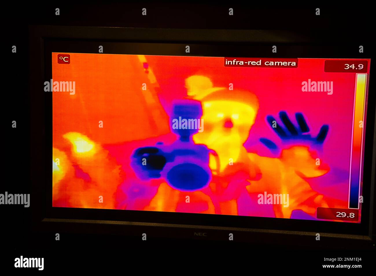 Infrared image picture taken by an infra red thermal imaging video ...