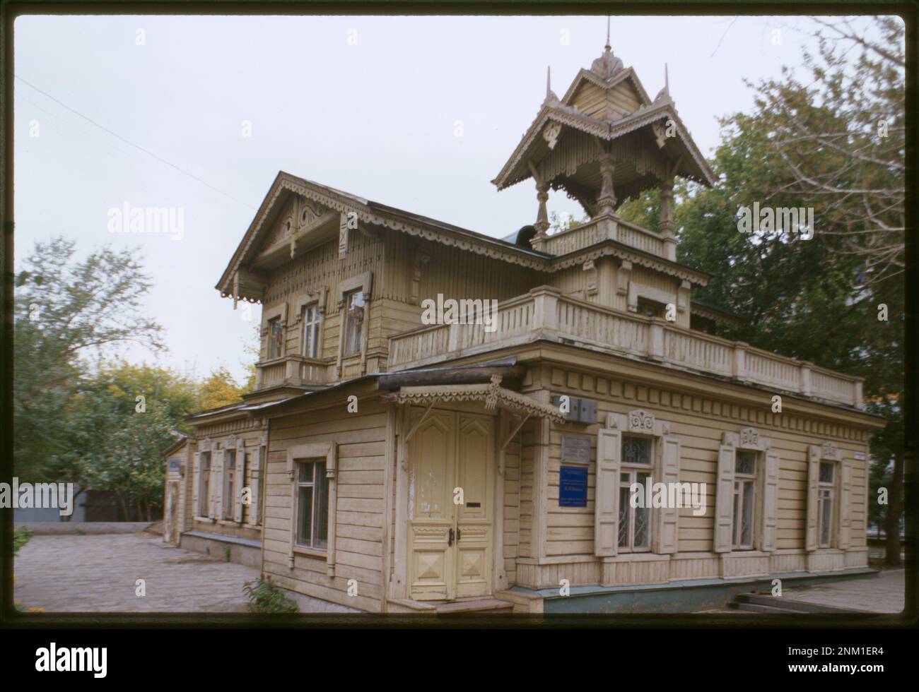 A log house built in 1915 in Omsk, Russia, showcasing traditional ...