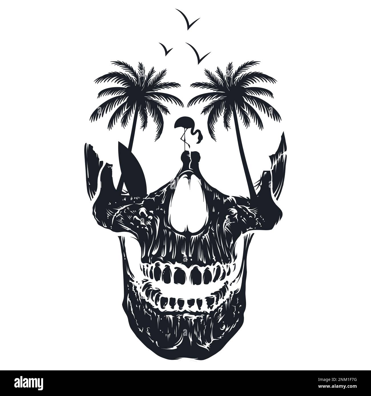 Summer time on skull island design artwork. Editable, resizable, EPS 10 ...