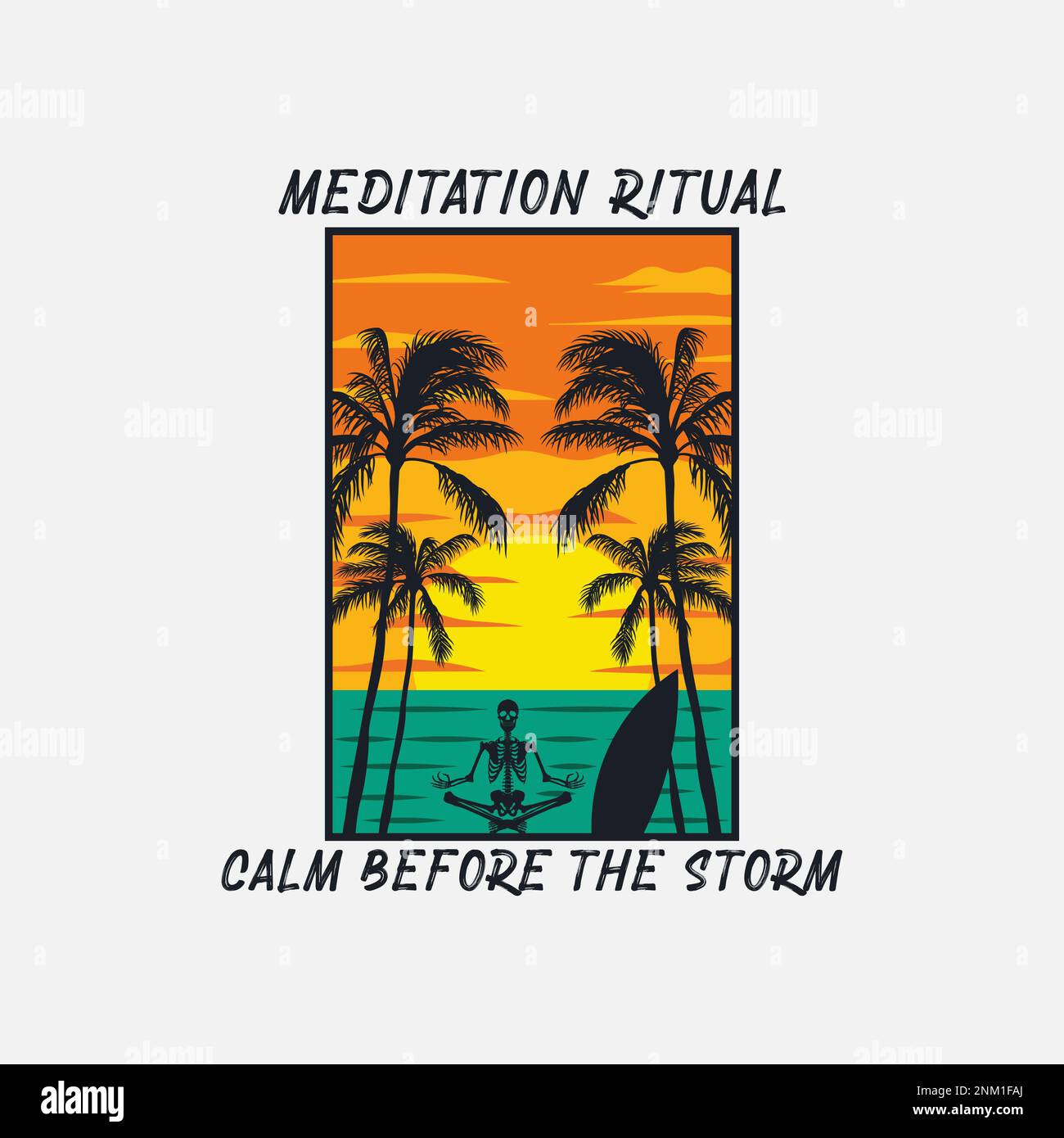 Meditation ritual, calm before the storm. Summer time and surfing ...