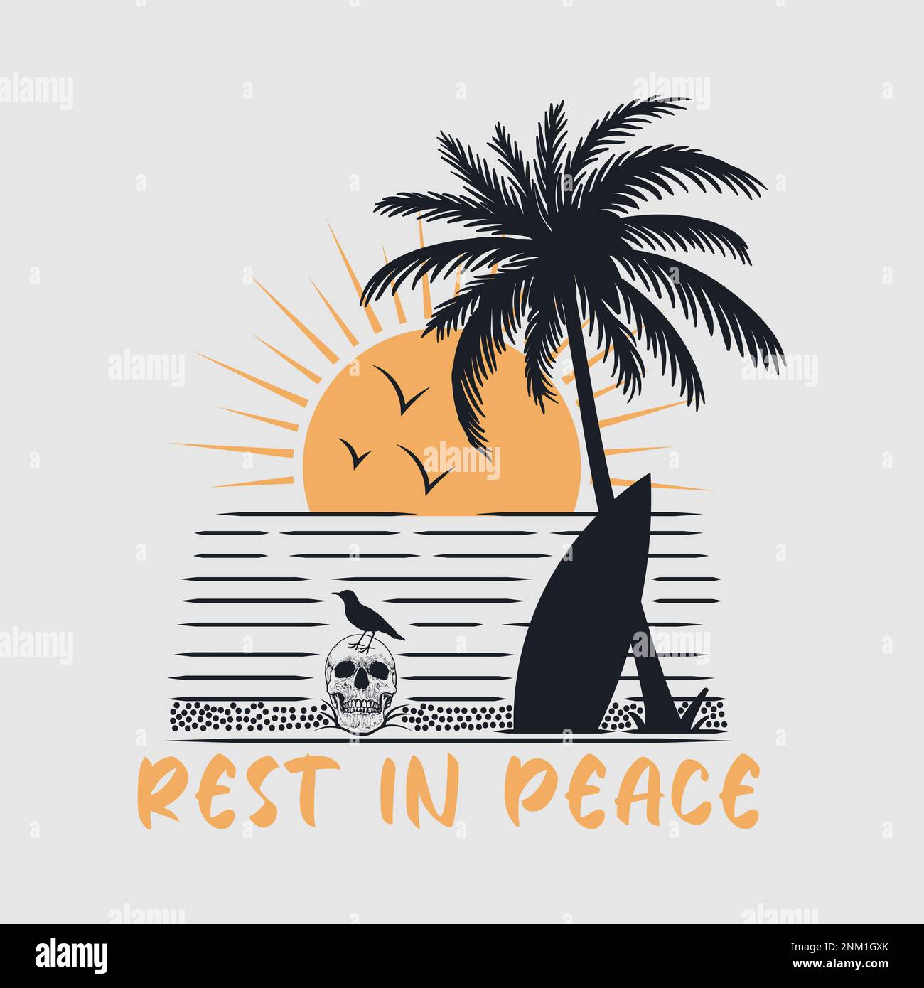 Rest in peace. Summer theme design illustration. Editable, resizable ...