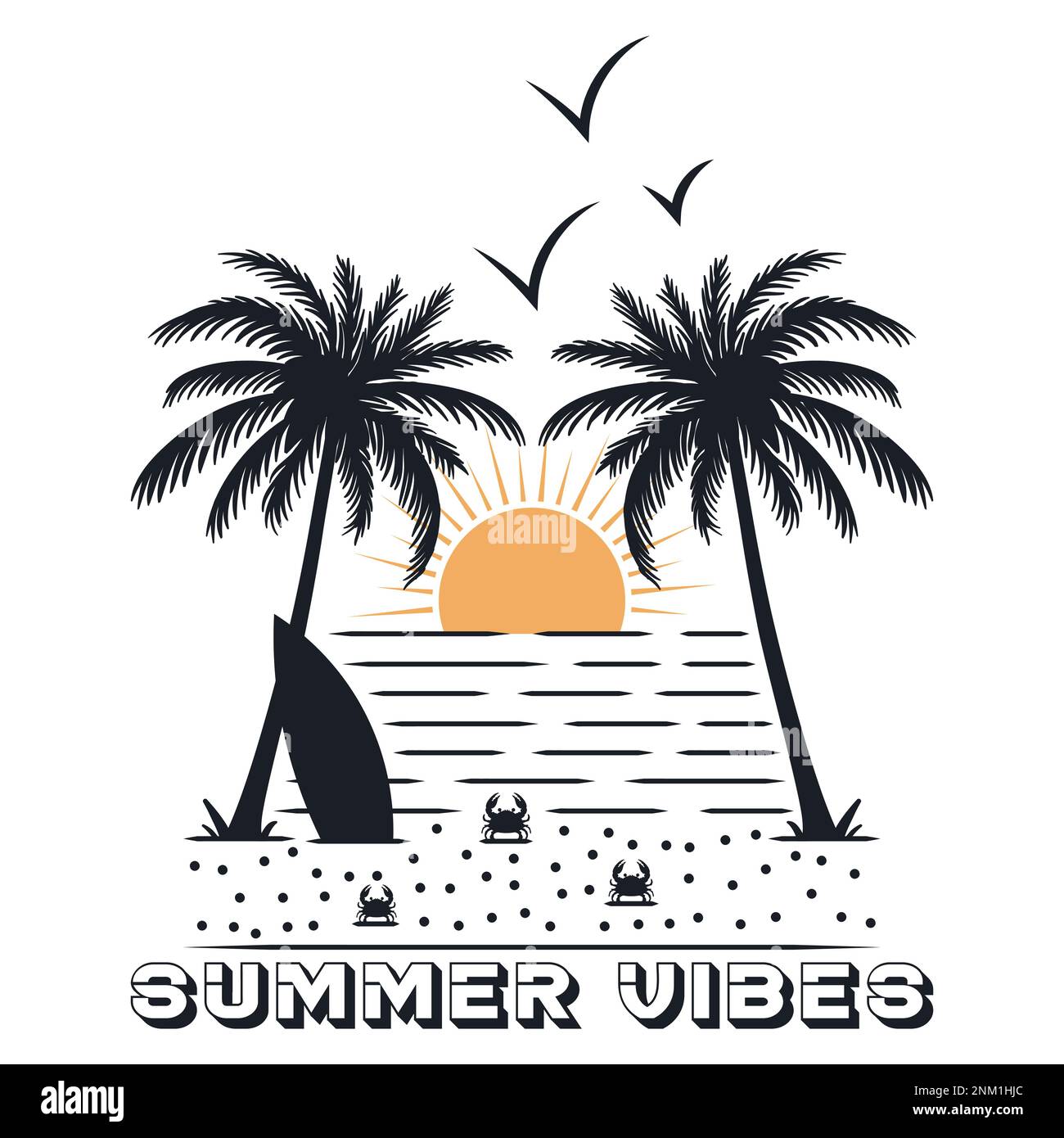 Summer vibes on the beach. Editable, resizable, EPS 10, vector ...