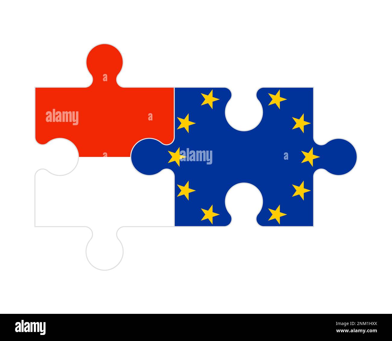 Connected puzzle of flags of Indonesia and European Union, vector Stock ...