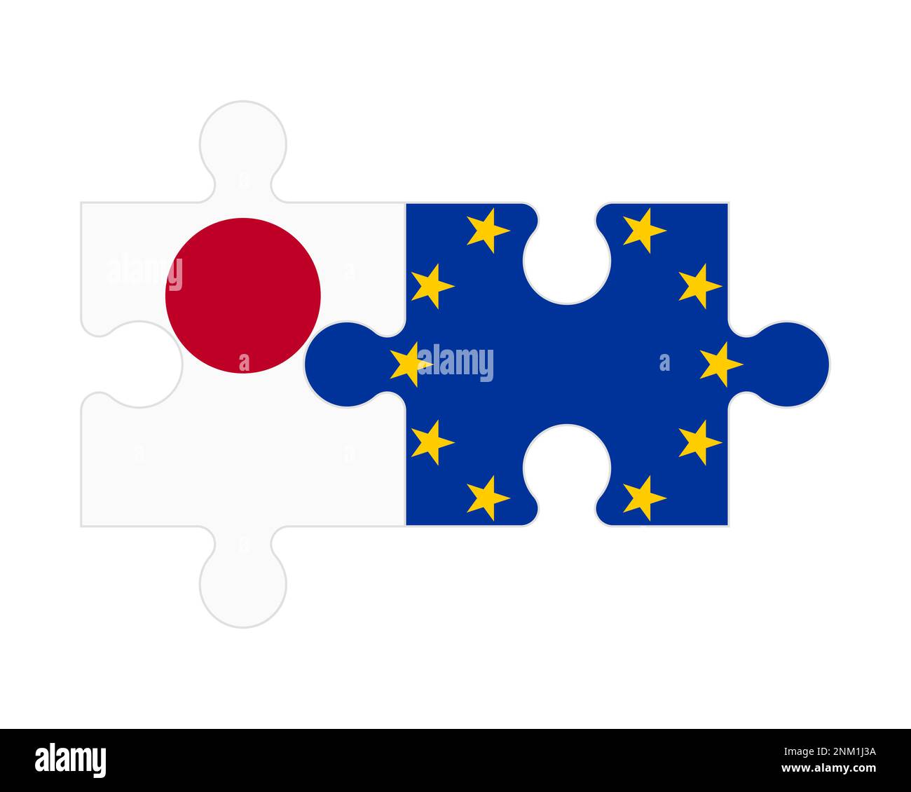 Connected puzzle of flags of Japan and European Union, vector Stock ...