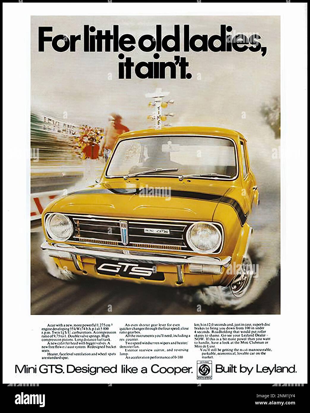 Mini GTS 1275 - Vintage car advertising Stock Photo - Alamy
