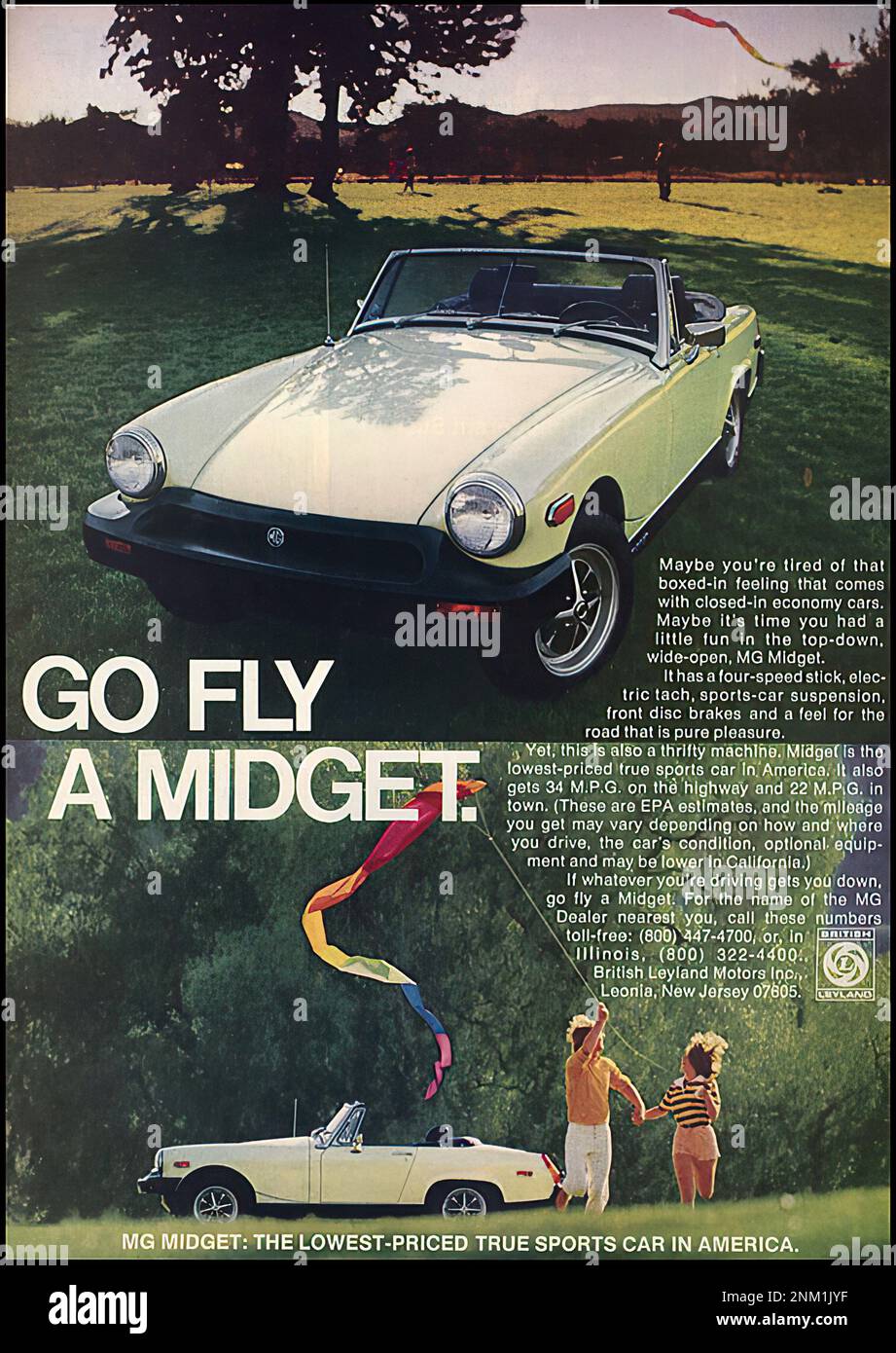 MG midget (1977) - Vintage car advertising Stock Photo - Alamy